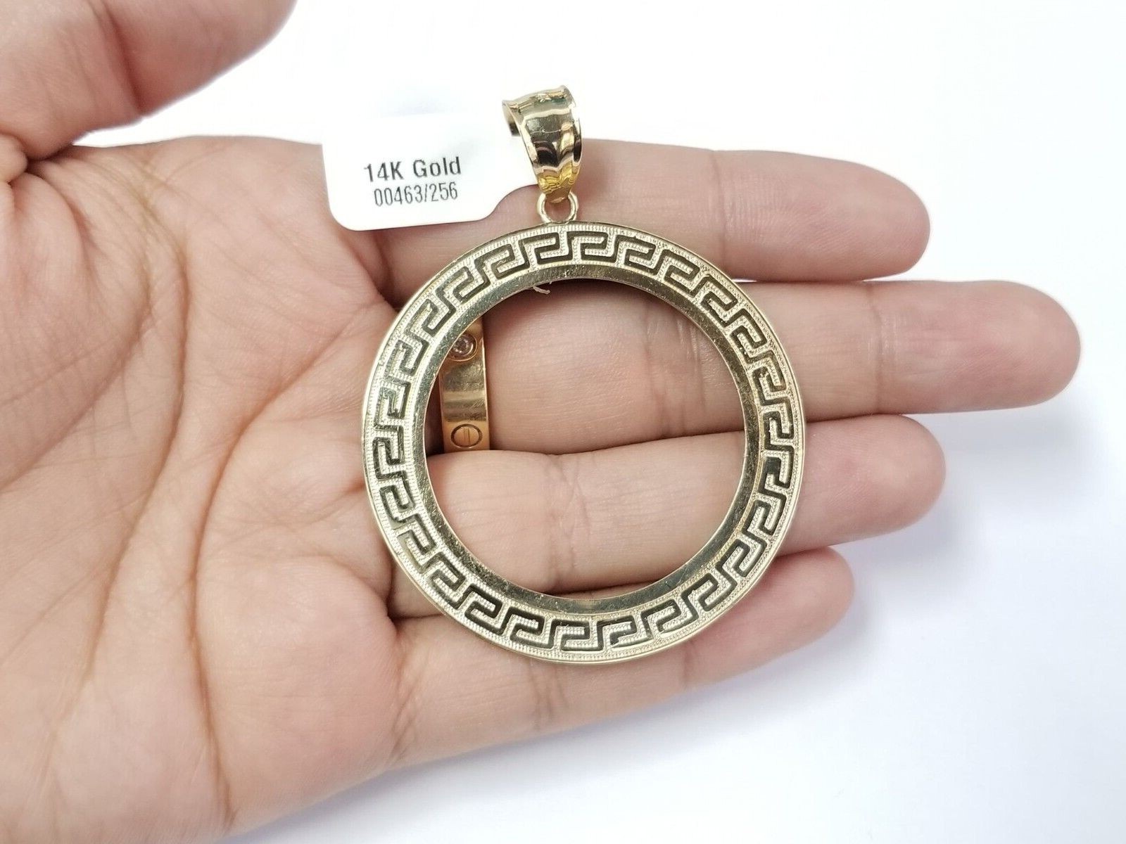 14k Yellow Gold Bezel Pendant Charm 38MM Picture Bisel Centenario 50 ...