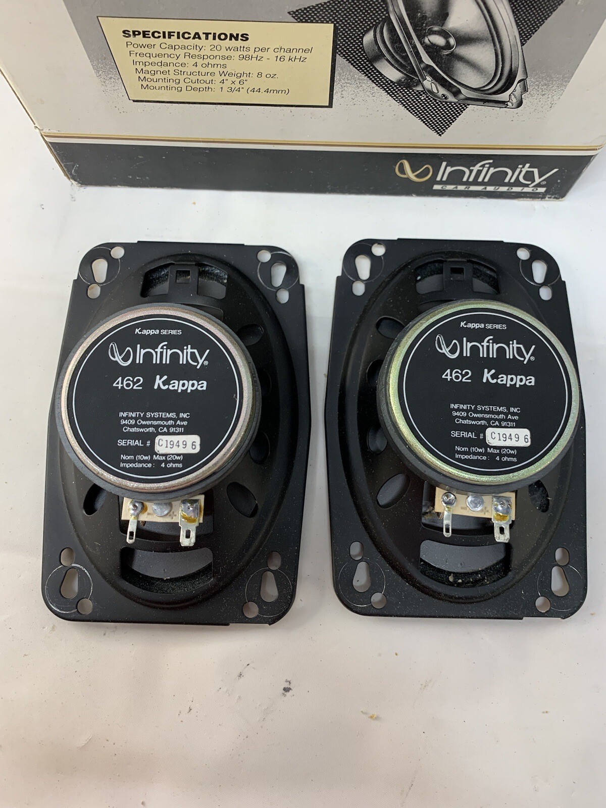(2) Infinity Car Audio 462 Kappa 4"x6" Dual Cone Loudspeakers Audiophiles - READ | eBay