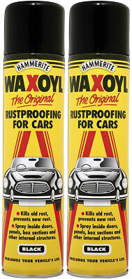 2 X Black Hammerite Aerosol Waxoyl Car Rust Proofing Under Seal Wax Oil ...