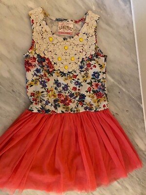 Beautees Girl's Lace Casual Dress Floral With Embellishments Coral ...