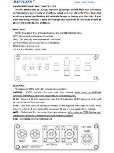 mAT-180H HF Auto-tuner 120W AUTO TUNER Automatic Antenna Ham Radio For ...