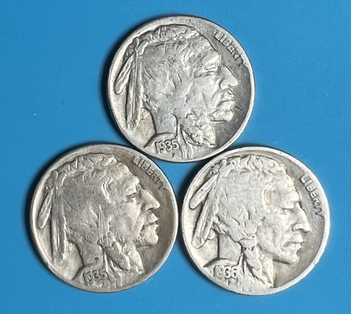 Lot of 3 Buffalo Nickel Coins Partial Date Collection (1935,1936 ...