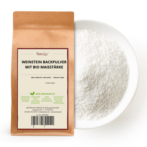 (19,80 EUR/kg) 500g Weinsteinbackpulver mit Bio Maisstärke, Backpulver ...