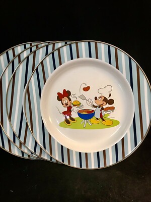 Disney Enamelware 10" Plates Mickey Minnie Mouse Barbecue Set of 4 | eBay