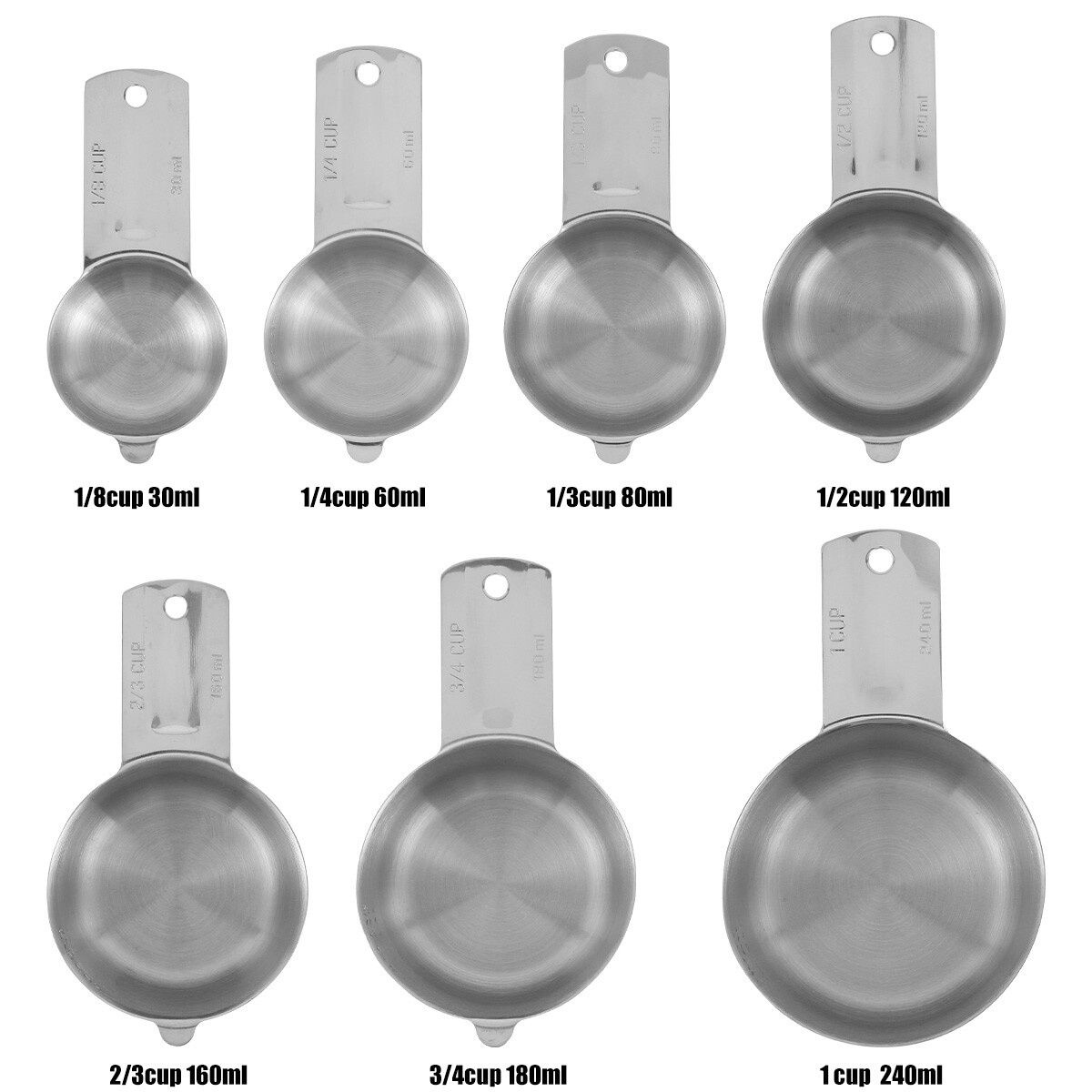 7Pcs Measuring Cups Set Stainless Steel Measuring Cups Stackable ...