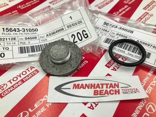 TOYOTA Oil Filter Housing CAP DRAIN PLUG & O-RING 15643-31050 & 96723 ...