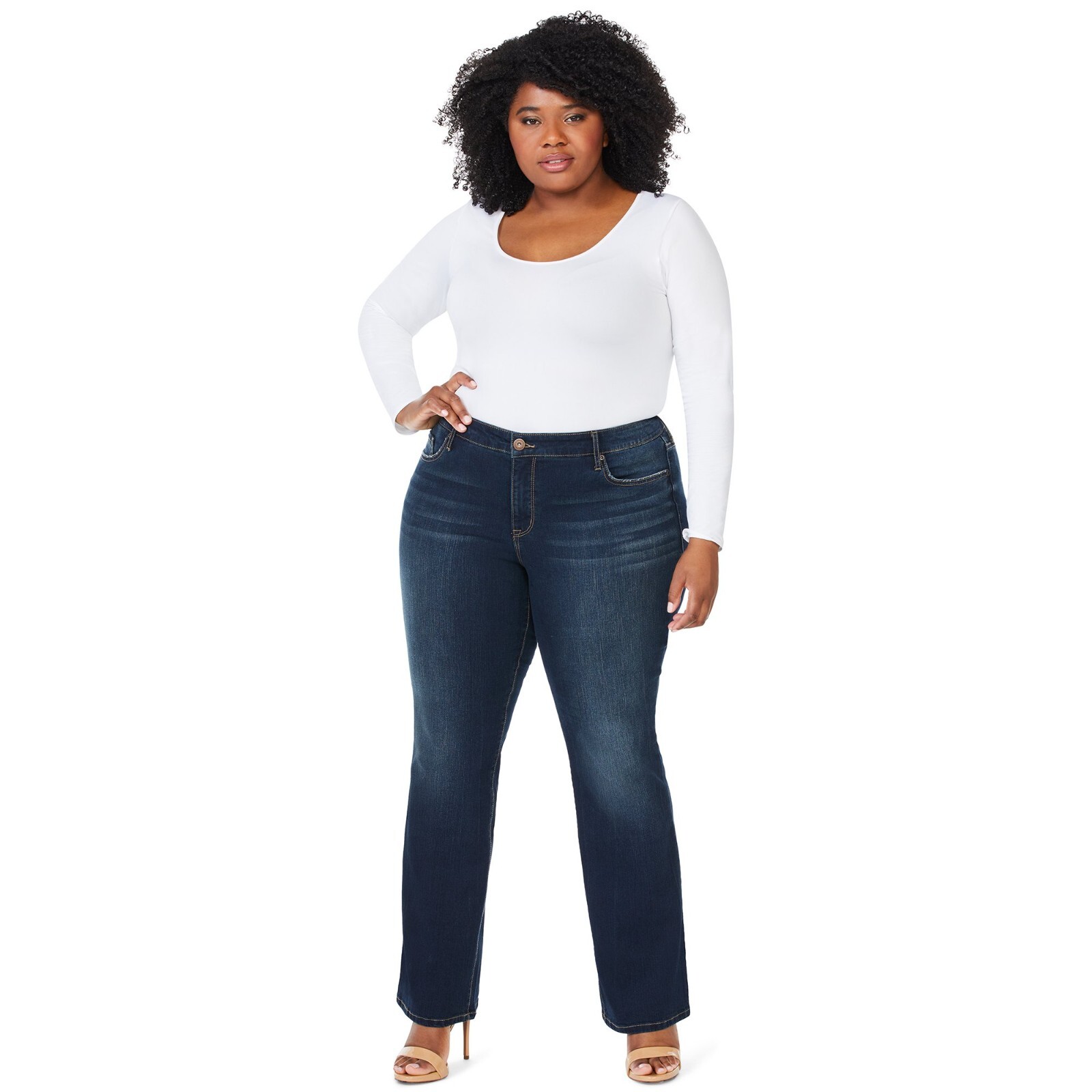 Jean's Denim handcrafted Womens Rhinestone Plus Size Stretch Bootcut ...