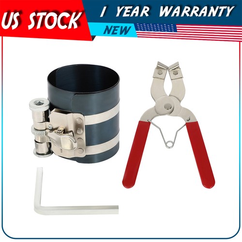 Piston Ring Compressor Install Plier Remover Expander Wrench Tool 2-1/8 ...