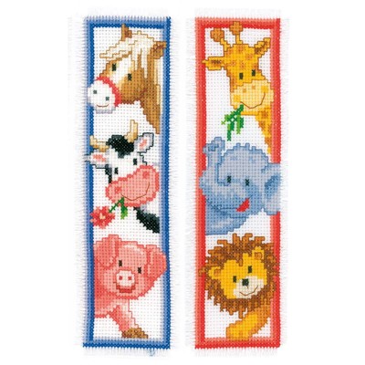 Vervaco bookmark counted cross stitch kit "Animals" Set of 3, 6x20cm ...
