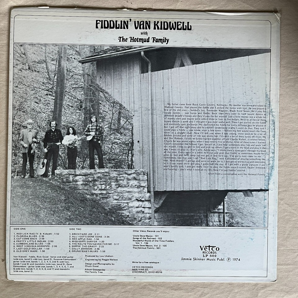 Fiddlin' Van Kidwell With The Hotmud Family 1974 Vinyl LP Vetco LP 502 ...