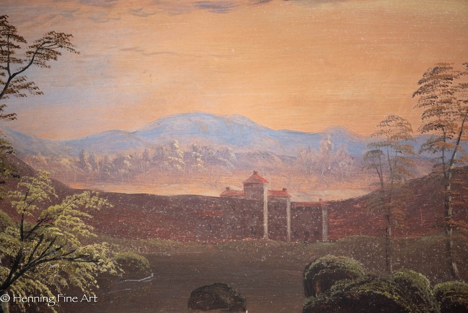 Stunning Antique Oil Painting of Sunset Mountain Landscape Classical ...
