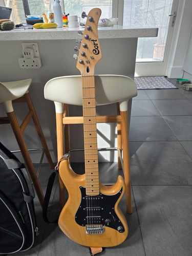 Cort G200DX Electric Guitar Natural HSS Strat Style Maple Neck + Strap ...