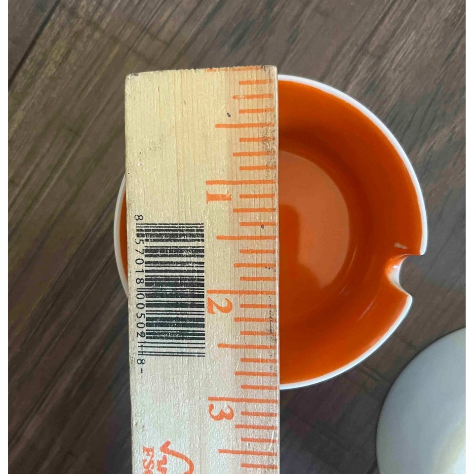 Lot of 3 Vintage Ashtrays Mid Century Mod Orange Color Block Poker ...