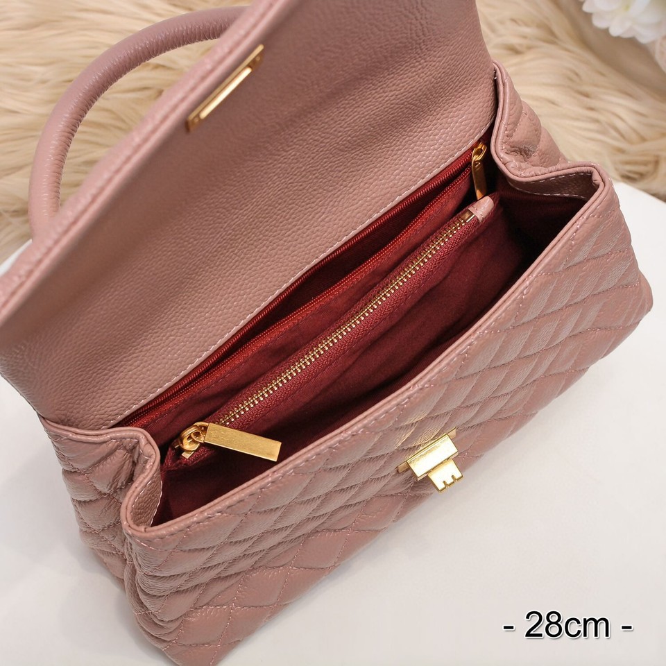 20/26/28 Quilted Real Leather Flap Purse Tote Shoulder Bag Handbag w ...