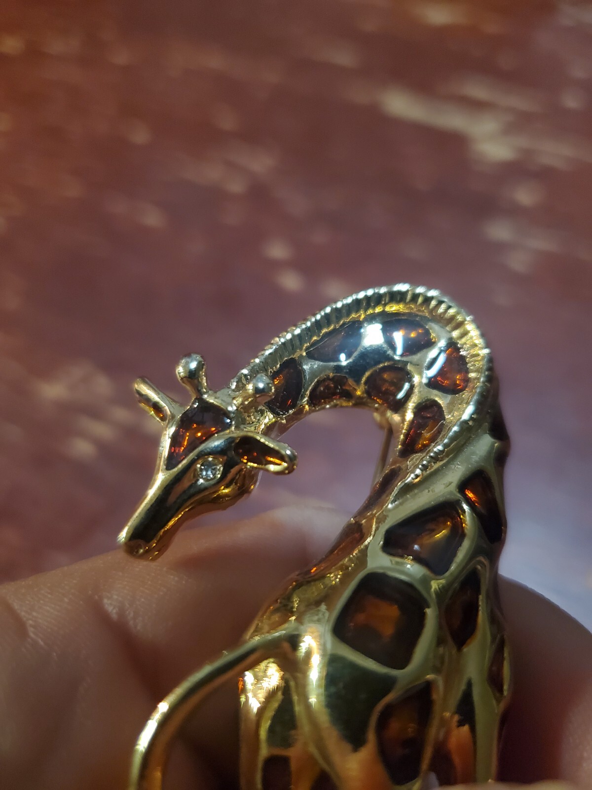 Large Vintage Gold Tone Amber Giraffe Brooch Pin Clea… - Gem