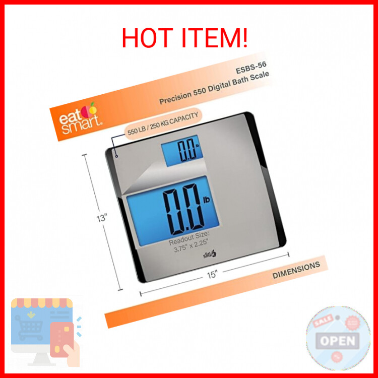 Eat Smart Precision 550 Pound Extra-High Capacity Digital Bathroom ...