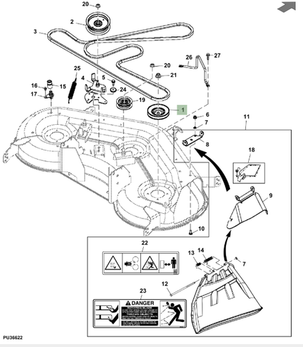 Genuine John Deere X166 Ride On Mower Deck Discharge Inner Chute ...