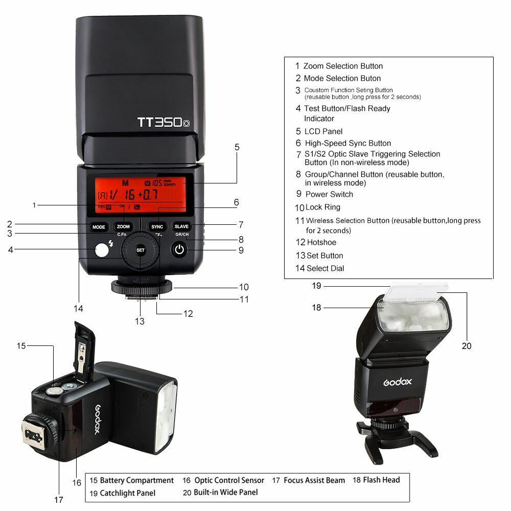 Godox TT350O 2.4G TTL Camera Flash Speedlite F Olympus Panasonic ...