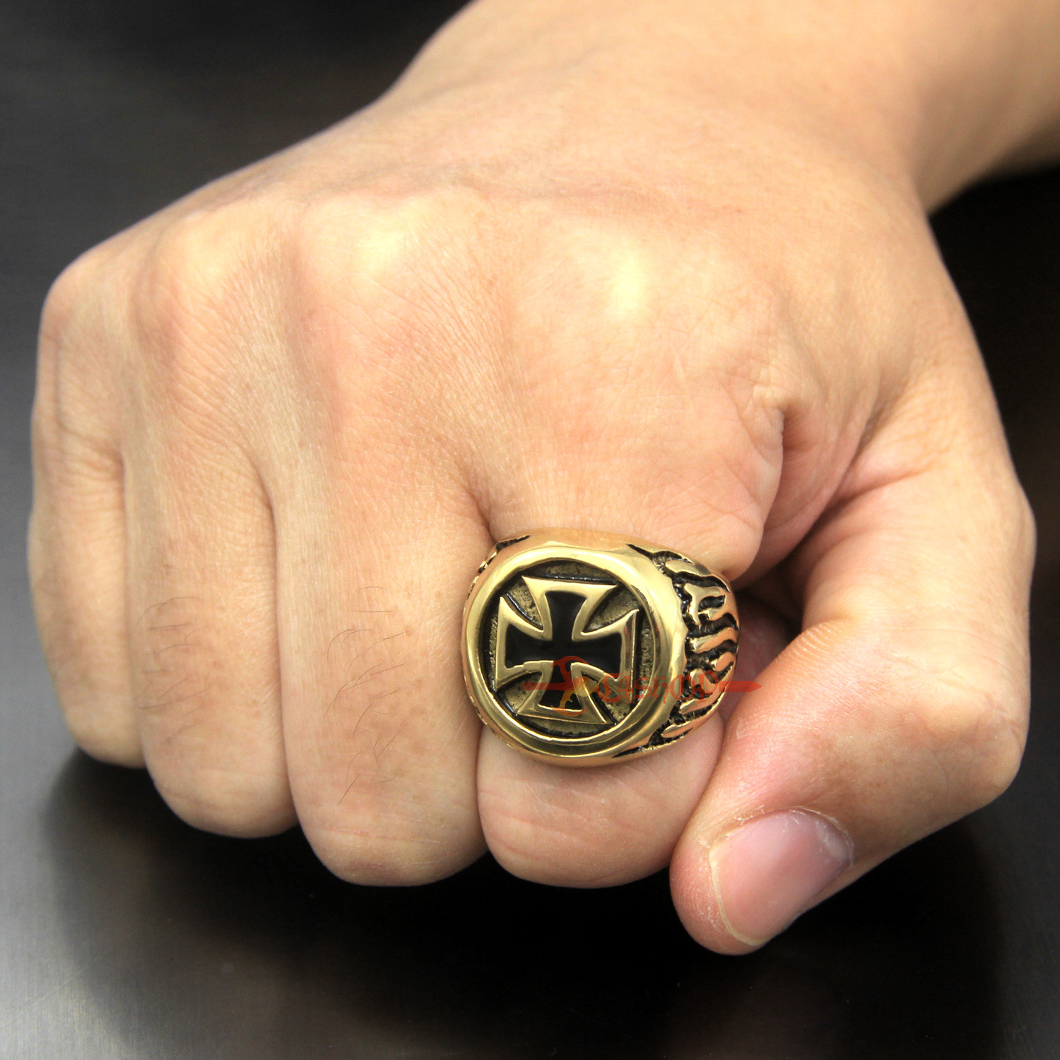 Men's Classic German Iron Cross Pattée Ring Flame Stainless Steel ...