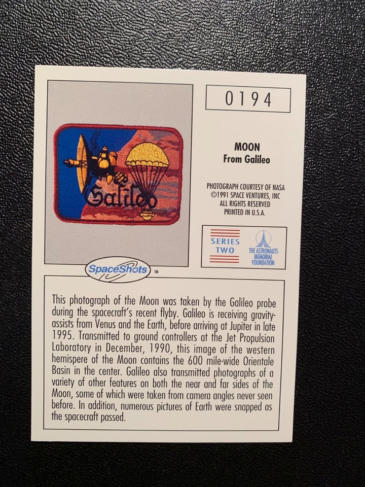SPACESHOTS MOON From Galileo Card 1991 Space Ventures Card #0194 | eBay