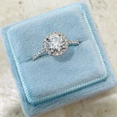 Diamant 2Kt VVS1 Brillant Rund Halo Verlobungsring Weißgold-Finish ...