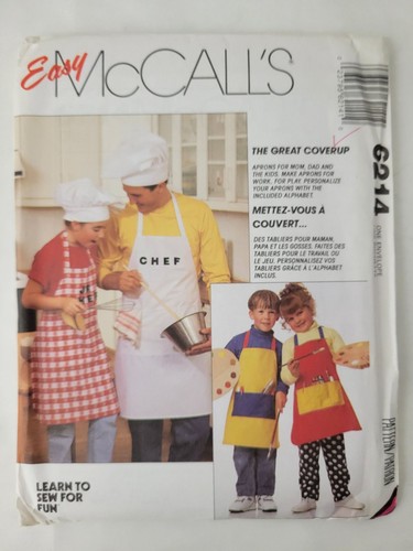 McCalls 6214 Sewing Pattern Mens Womens Childrens Aprons Uncut | eBay