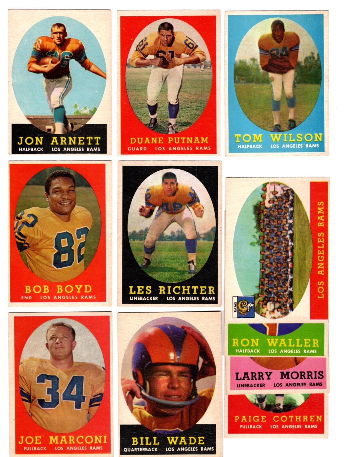 1958 Topps LOS ANGELES RAMS team set EX EX/MT--L.Richter, B.Wade!! | eBay