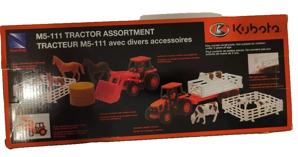New Ray 1:32 Kubota M5-111 Tractor Farm Horse Toy Set 10 Pieces New | eBay