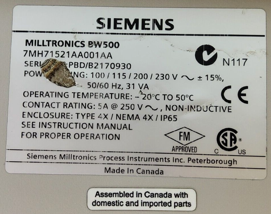 SIEMENS MILLTRONICS BW500 7MH71521AA001AA | eBay