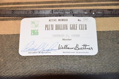 RICHARD KUGHN Plum Hollow Golf Club MEMBERSHIP CARD Autograph LIONEL ...