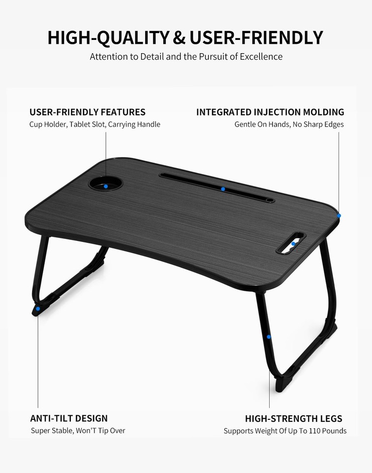 Laptop Bed Desk, Foldable Lap Desk, Portable Lap Table, Laptop Stand ...