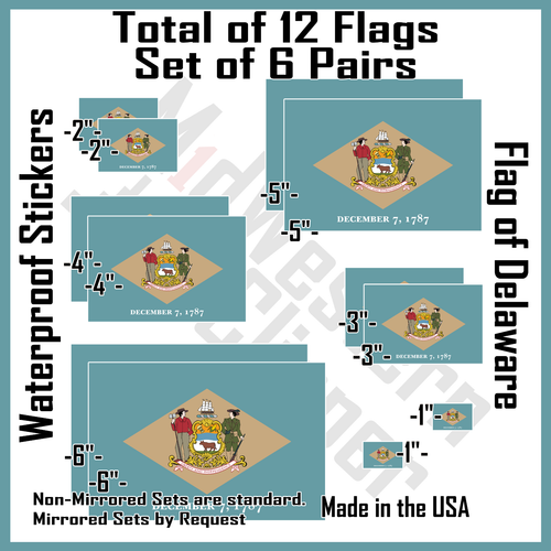 12 Delaware State Flag stickers waterproof, suitable on cars DE 6" | eBay