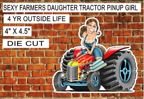 SEXY FARMERS DAUGHTER TRACTOR PINUP GIRL STICKER | eBay