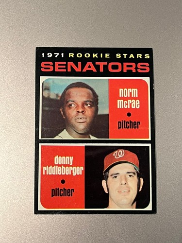 1971 Topps Senators Rookie Stars Norm McRae Denny Riddleberger #93 EX ...