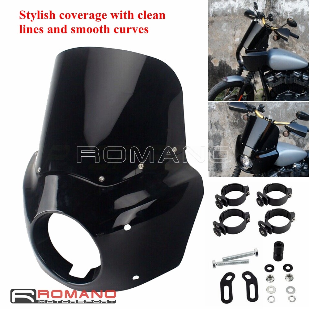 Headlight Fairing w/11" Windshield Kit For Harley Softail Low Rider S ...
