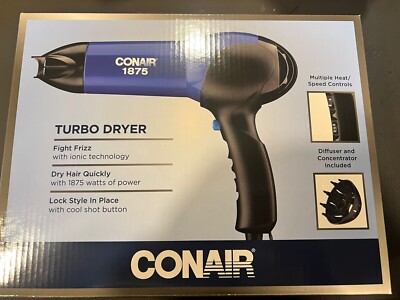 NEW Conair 146NX 1875 Watt Turbo Hair Dryer - Blue/Black NEW IN BOX | eBay