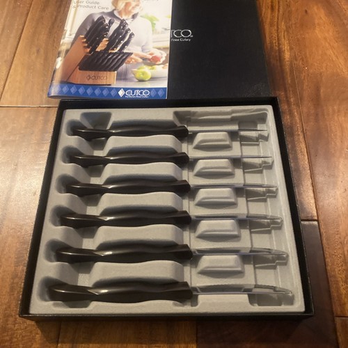 Set Of 6 CUTCO 1759 KL Steak Serrated Table Knives Dark Brown Handles ...