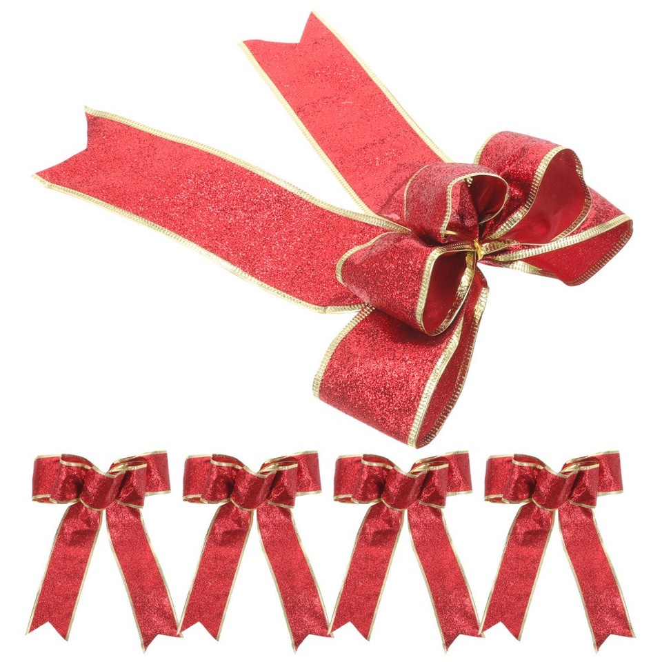 5 Pcs Christmas Ribbon Bow Bows For Tree Door Wall Chair Table Hanging ...