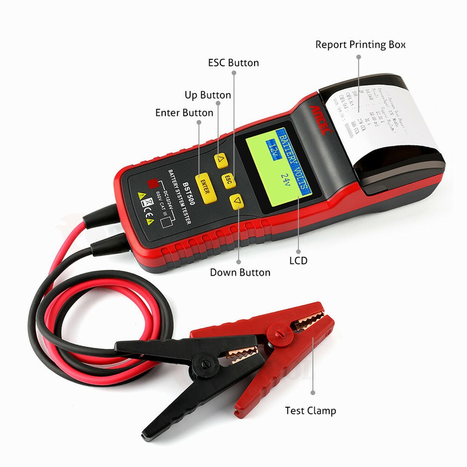 BST500 12&24V Heavy Duty Truck Car Battery Load Tester Charging System ...