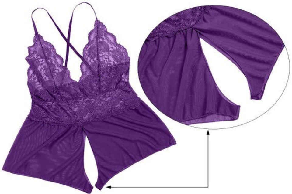 Women Lingerie Sheer Lace Mini Babydoll Teddy Sexy Bodysuit Backless ...