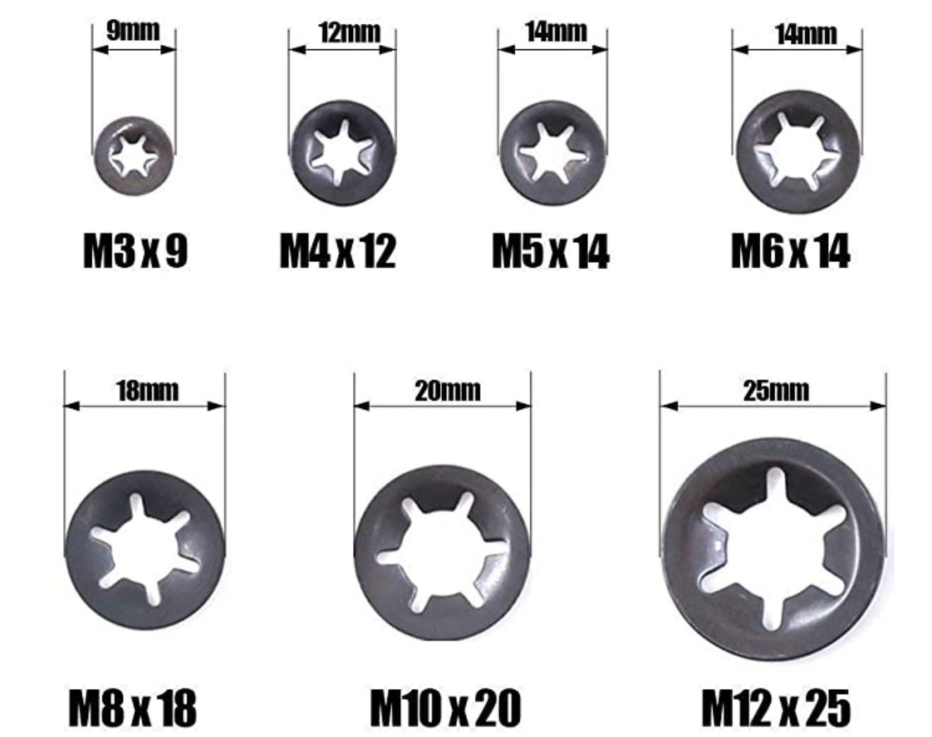 Starlock Washers Spring Steel Star Retaining Push On Clips For Shaft ...