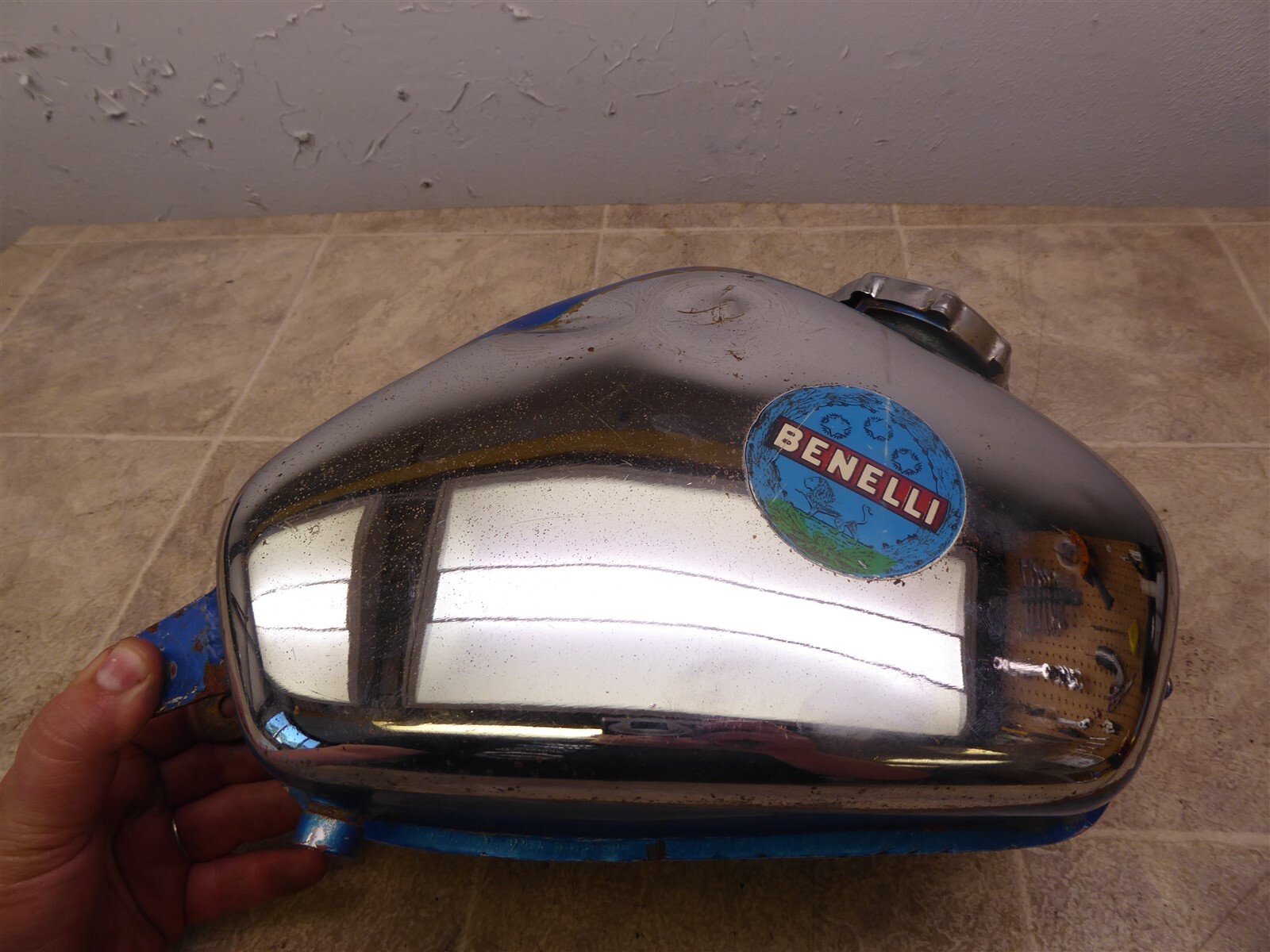 1970 Benelli Dynamo Mini 65cc S218) blue chrome gas petrol fuel tank ...