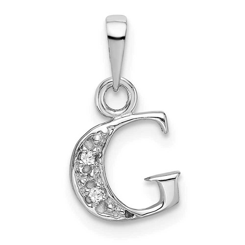 14K White Gold Rhodium-plated Diamond Letter G Initial Pendant | eBay