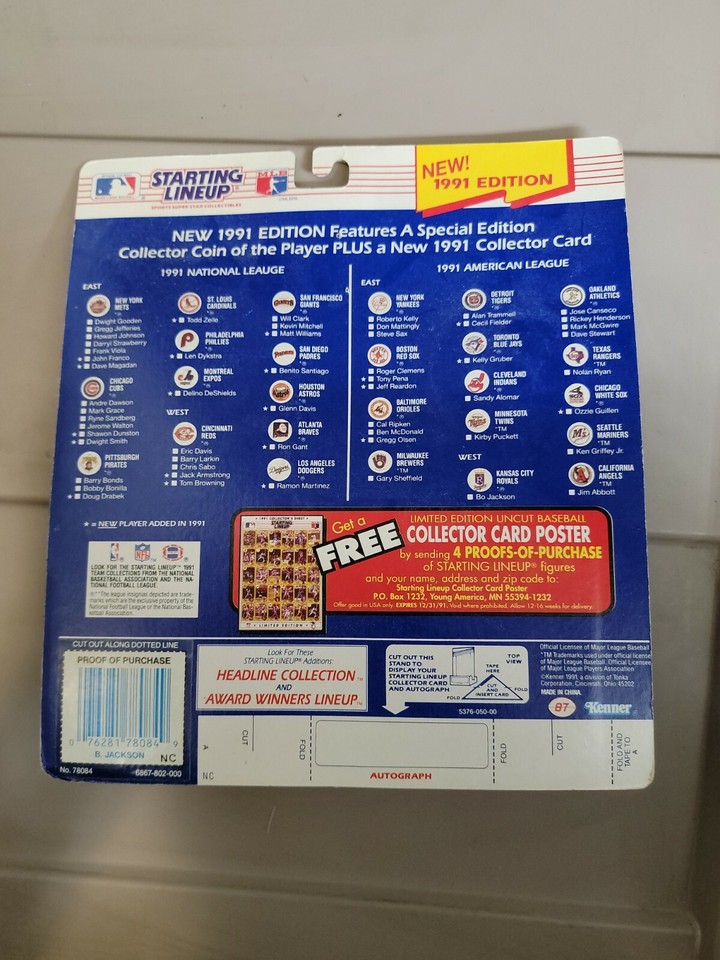 1991 Bo Jackson Chicago White Sox Starting Lineup MLB Action Figure ...