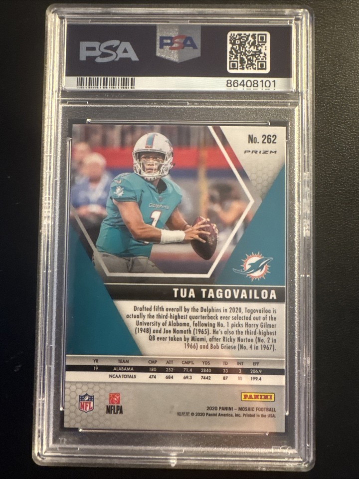 2020 Panini Mosaic Tua Tagovailoa #262 GREEN Color Match Rookie Card RC ...