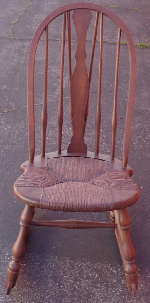 Antique Victorian Era Solid Wood Bow Back Rocking Chair - VGC - VERY ...