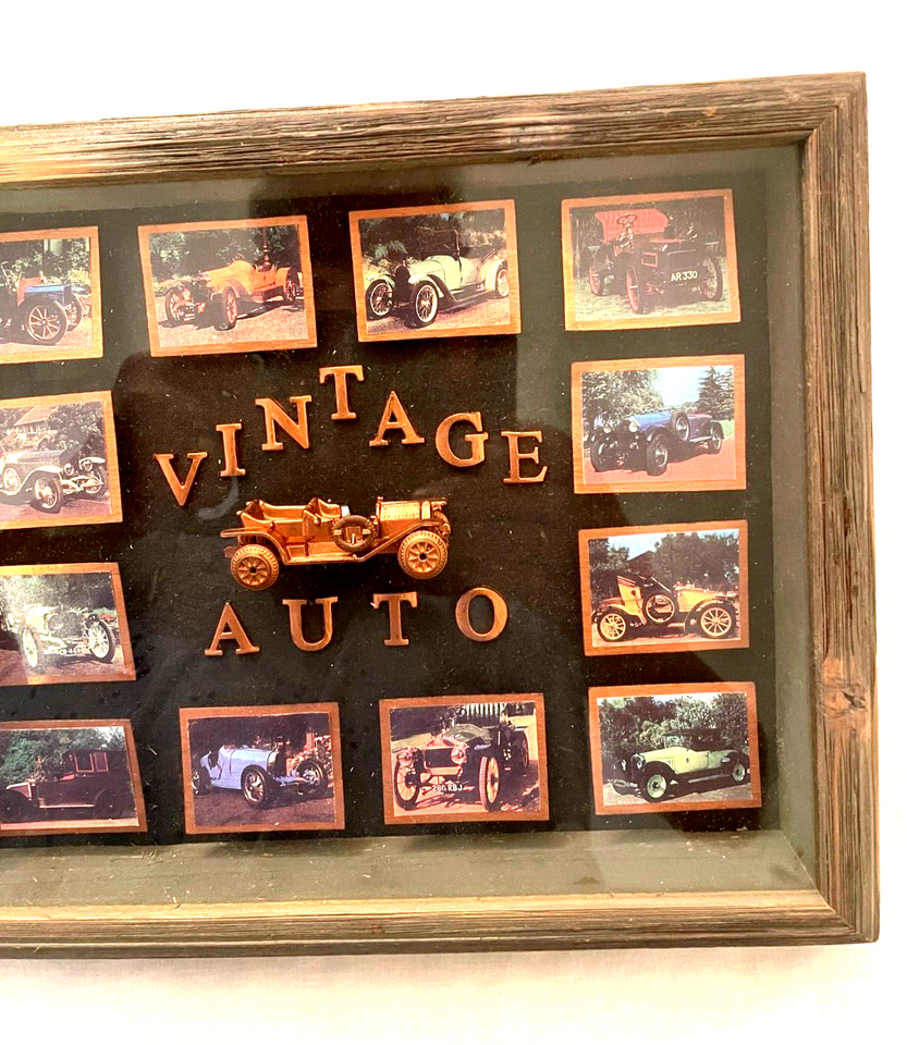 Vintage Auto Shadow Wall Hanging Box Metal Car W/Vintage Auto Photos 11 ...