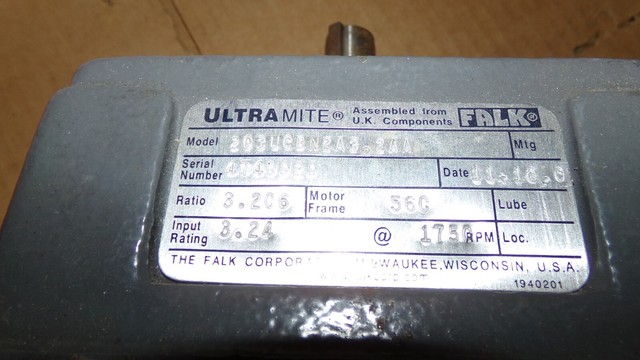 Falk UltraMite 203UCBN2A3.2AA GEAR DRIVE 1750 RPM Ratio 3.206 Fast for ...