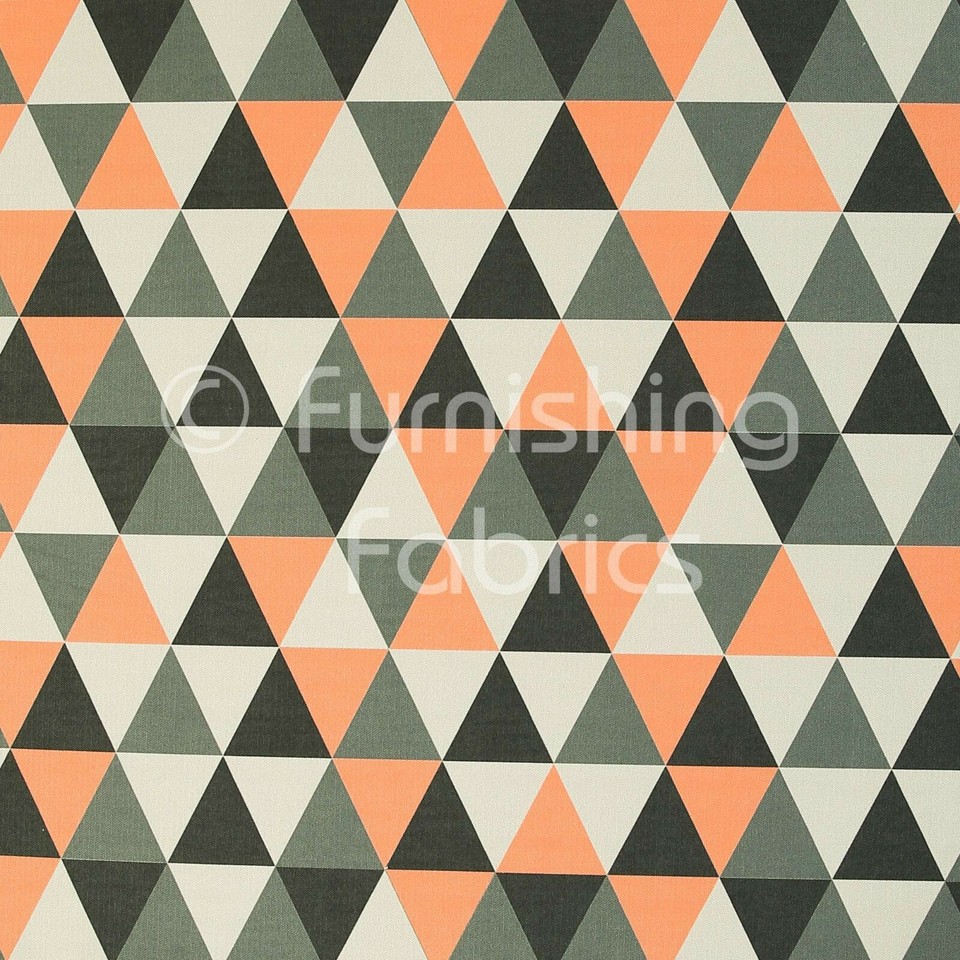Designer Geometric Triangle Pattern Orange White Grey Interior ...