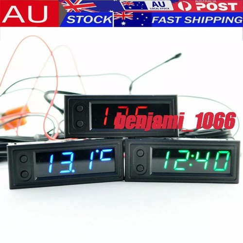 12V 3 In 1 Car Vehicle Thermometer Voltmeter Clock LED Digital Display ...